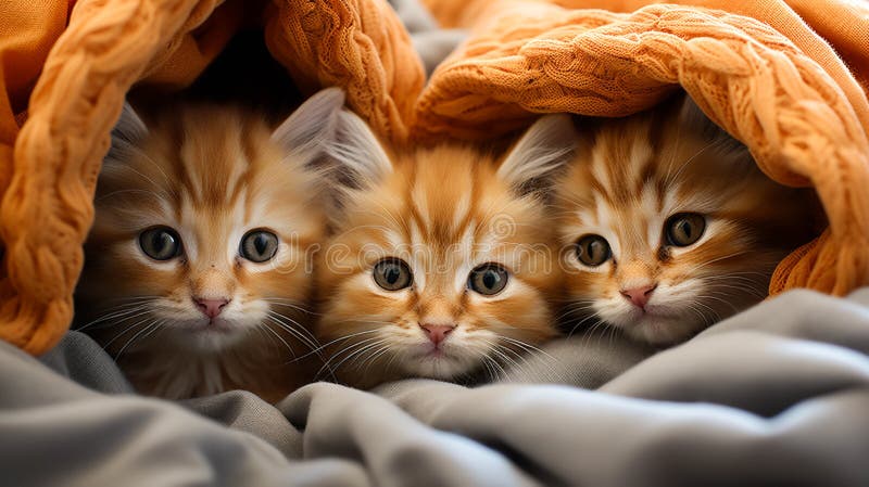 A Group of Adorable Kittens Cuddled Up Together in a Coz Stock Photo ...