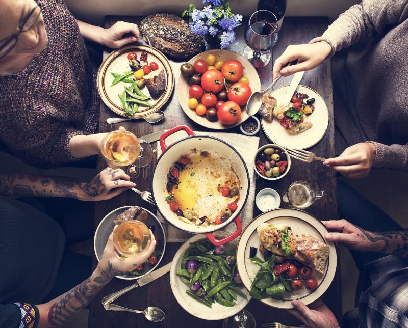 Group of Adults at a Dinner Party Stock Photo - Image of homemade ...