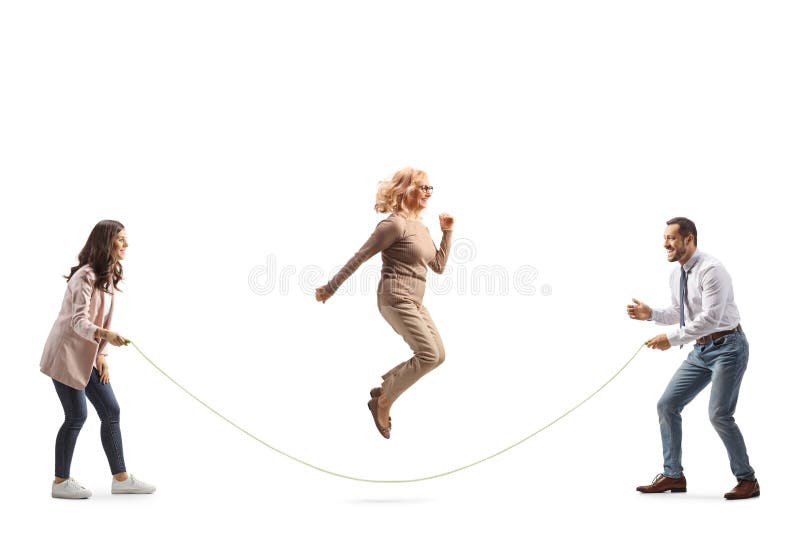 Boy and Adults Playing a Skipping Rope Stock Photo - Image of holding ...