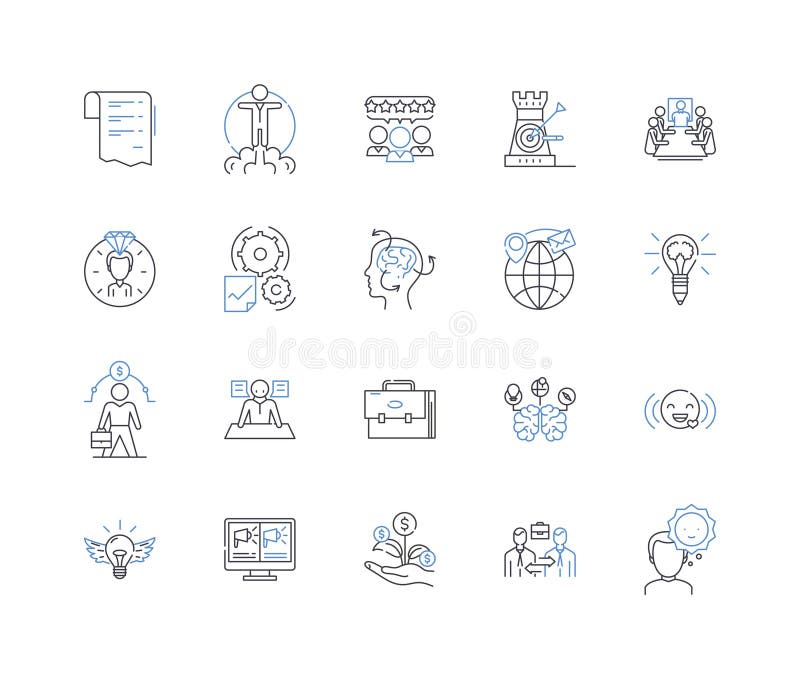 Group Advancement Line Icons Collection. Collaboration, Synergy, Growth ...