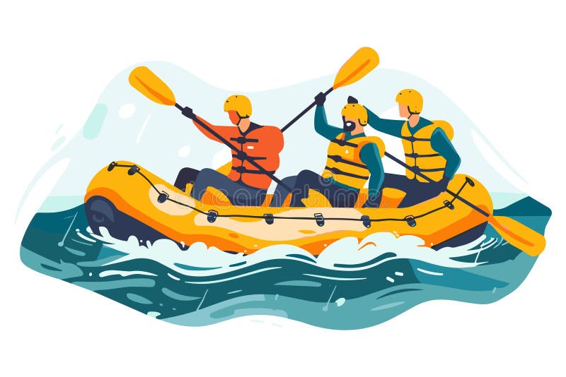 Three People Rafting in a River Stock Vector - Illustration of sport ...