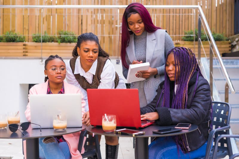 Group of African American Businesswomen during a Teamwork Stock Image ...