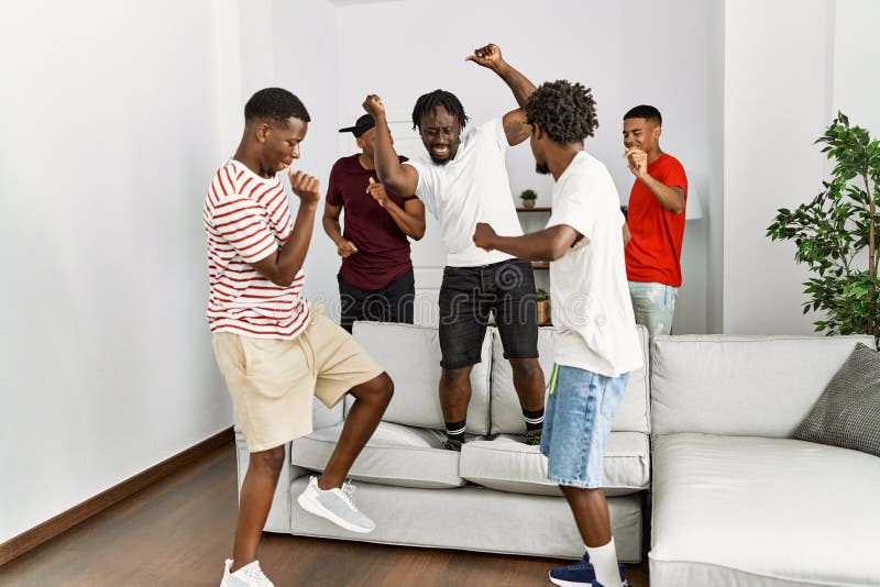 Group of African American People Having Party Dancing at Home Stock ...