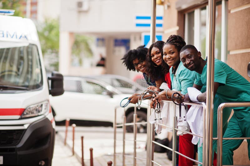Group of African Paramedic Ambulance Emergency Crew Doctors. Stock ...