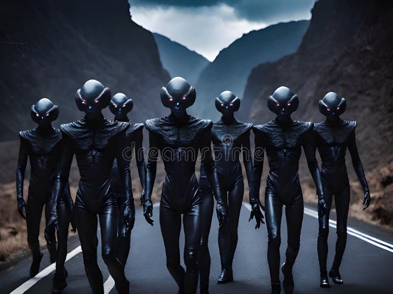 Group of Alien with a Black Mask Stock Illustration - Illustration of ...