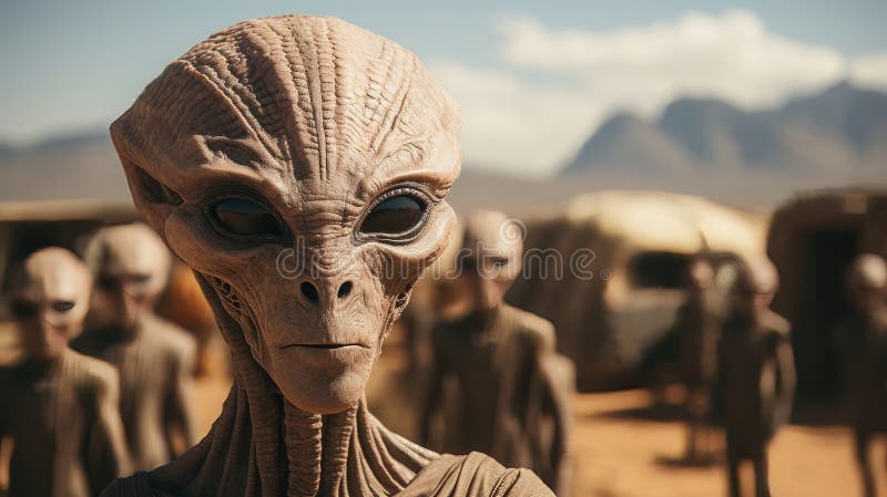 A Group of Alien Creatures on a Desert. Generative AI. Stock ...