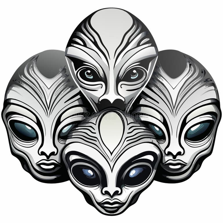Group of Alien Faces with Different Facial Expressions. Stock ...