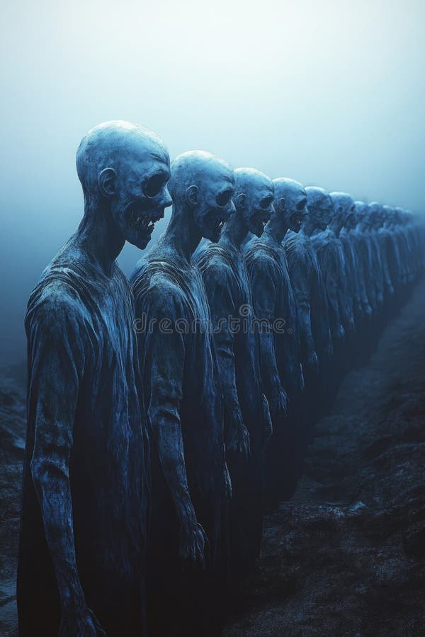 Alien Statues Standing stock photo. Image of scene, ruins - 378864952