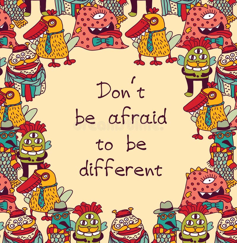 Group Aliens Different Freaks Frame Poster or Card Stock Vector ...