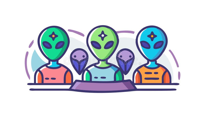 Group of Aliens, Extraterrestrial Encounter and Sci-Fi. Vector Design ...