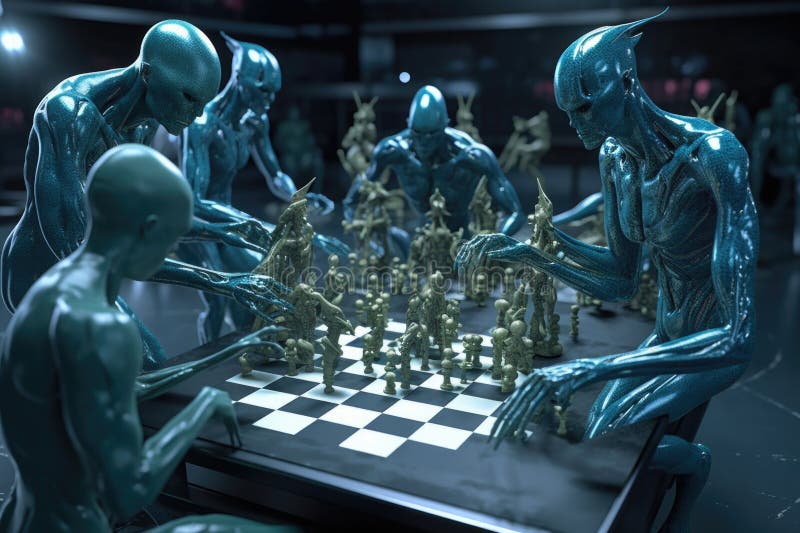 Group of Aliens Swimming in Crystal-clear Lake, with Majestic Mountains ...