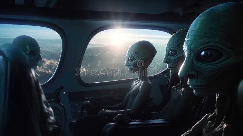 Aliens in a Spaceship Looking Down on Earth. AI Generated. Stock ...