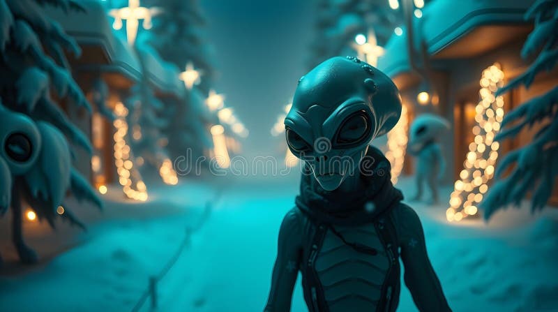 Group of Aliens in the Snow Stock Illustration - Illustration of reef ...