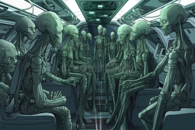 A Group of Aliens, Traveling To a Different Planet, on Board a ...