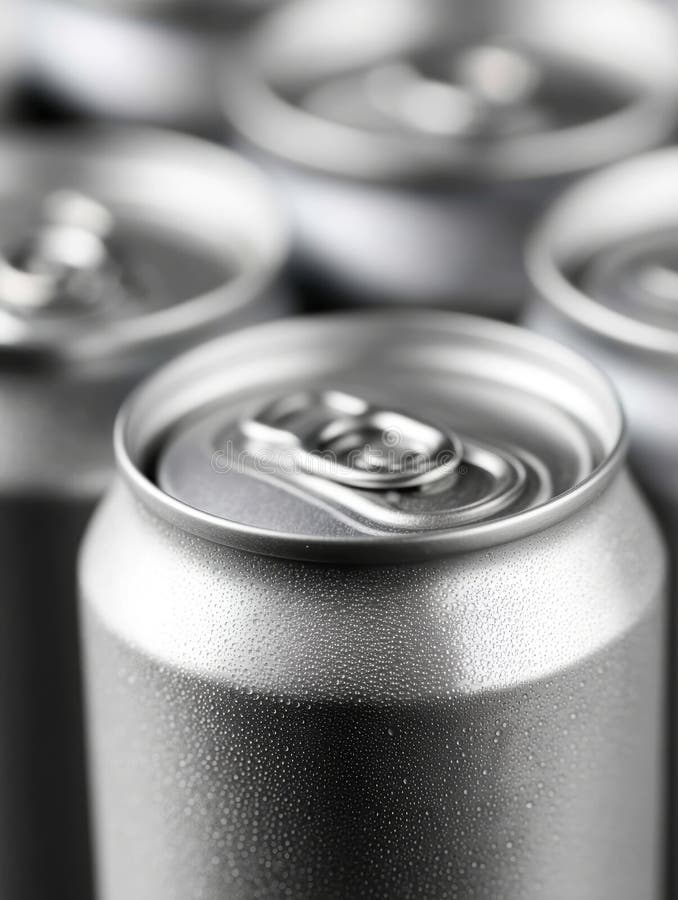 A Group of Aluminum Cans Sitting on Top of Each Other Stock Photo ...