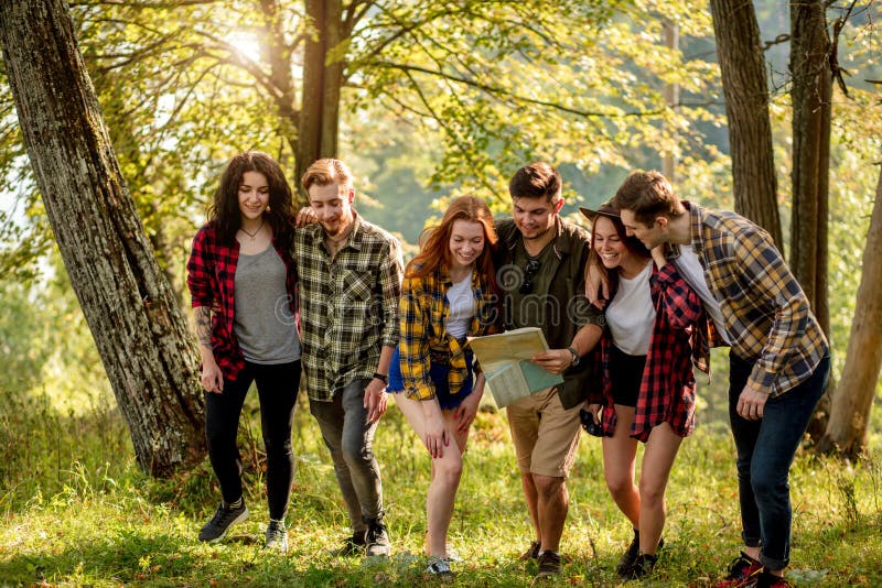 A Group of Ambitious Students Studing the Map Stock Image - Image of ...