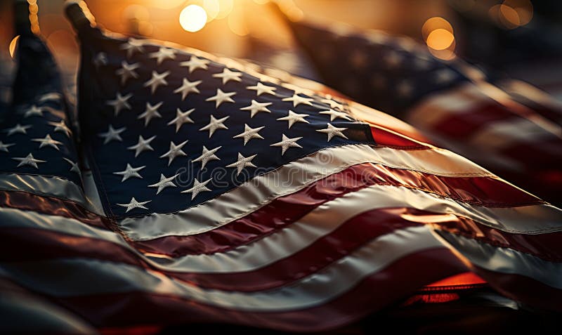 Group of American Flags Aligned Together Stock Photo - Image of ...