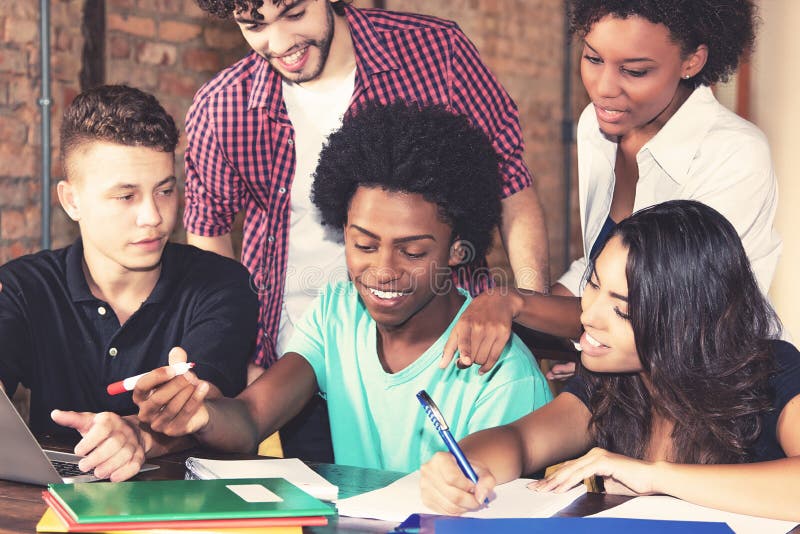 Group of American Students Learning at University Stock Image - Image ...