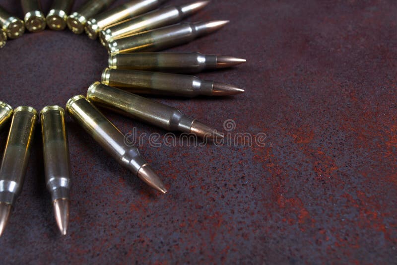 Group of Ammunition Geometrically Placed. Ammo Circle Stock Image ...