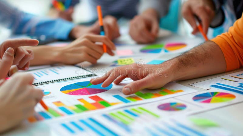 Group Analyzing Data Charts.AI Generated Image Stock Photo - Image of ...