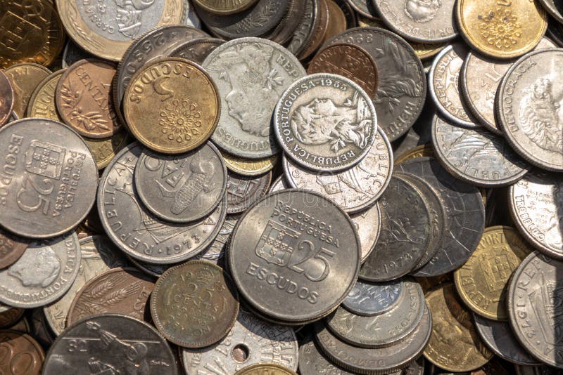 Group of Ancient Coins. Metallic Money in the Form of Coins Stock Photo ...