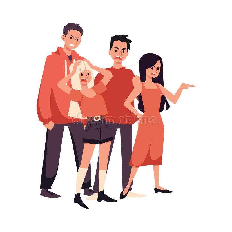 Angry People from Different Groups Arguing and Discuss Conflict, Flat ...