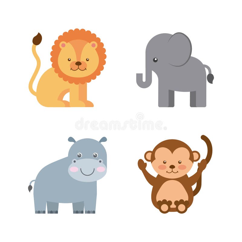 Group animal cute icon stock vector. Illustration of mammal - 91804314