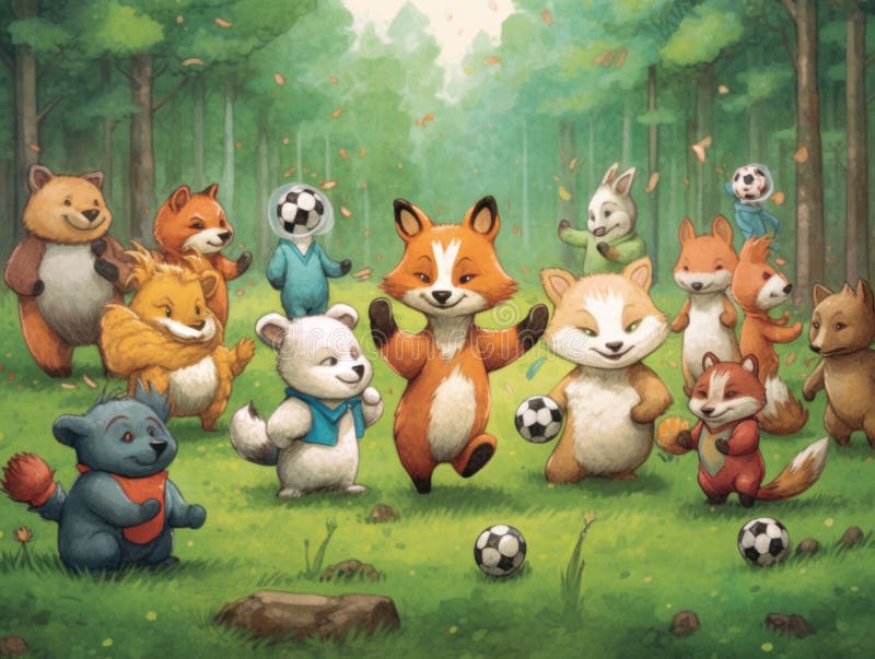 A Group of Animals Running in a Forest. Generative AI Image. Stock ...