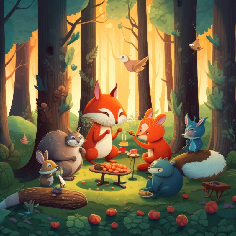 Ai Generated Group Animals Table Stock Illustrations – 316 Ai Generated ...