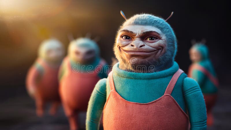 A Group of Animated Characters are Standing in a Row, AI Stock ...