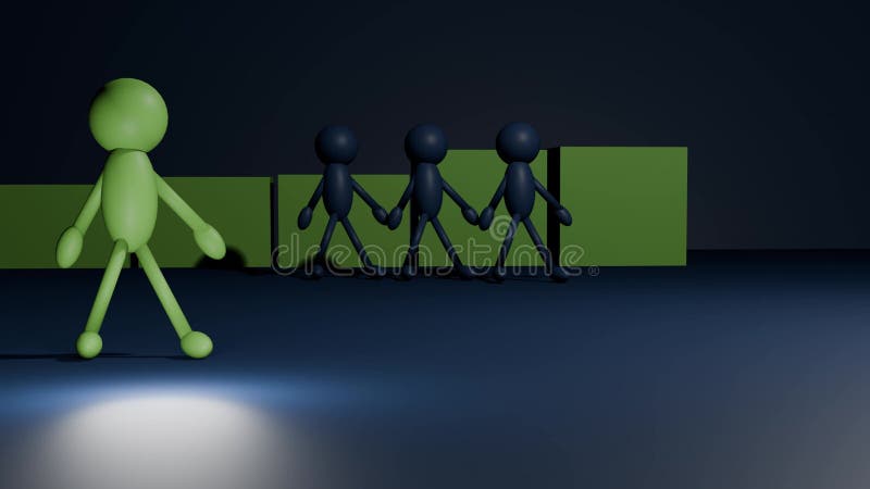 Group of Animated People with Car Chart Graph in Three Dimension Space ...