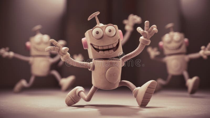 A Group of Animated Robots are Dancing in a Room, AI Stock Image ...