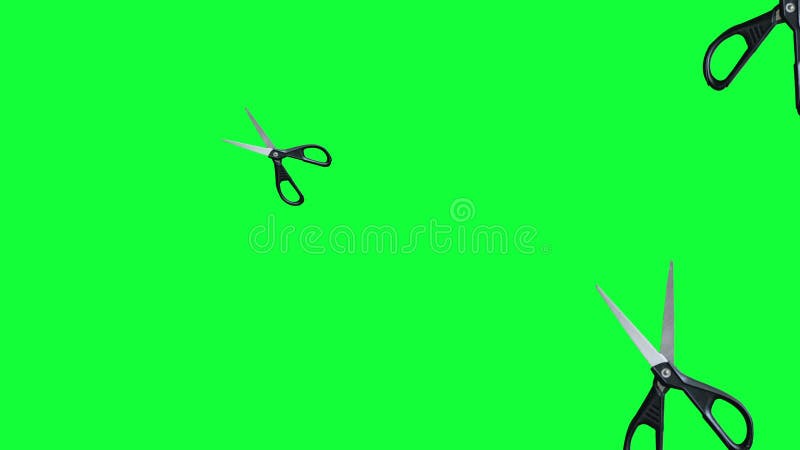 Group of Animated Scissors Elements on Green Screen, Seamless Loop ...
