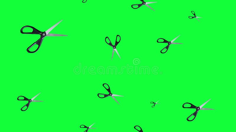 Animated Scissor Cutting and Moving on the Green Screen Stock Footage ...
