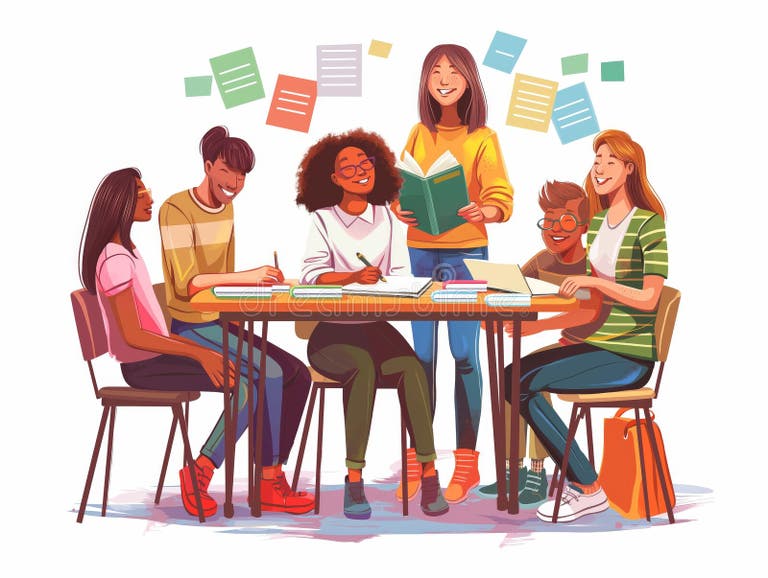 Diverse Study Group Session Stock Photo - Image of animated, students ...