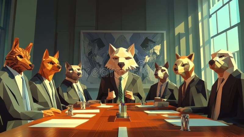 Anthropomorphic Animals in a Business Meeting Illustration Stock Image ...