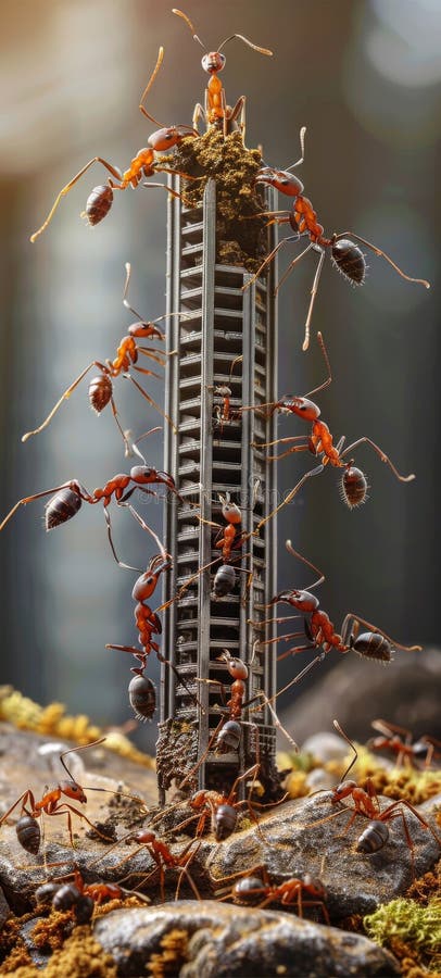 A Group of Ants Constructing a Miniature Skyscraper Demonstrating ...