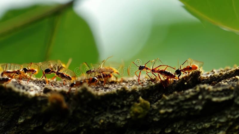 Group of Ants Crawling on a Tree Branch Stock Footage - Video of colony ...