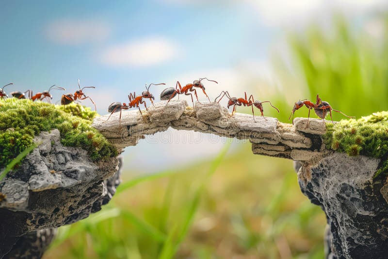Group of Ants are Crossing a Bridge Stock Photo - Image of animal ...