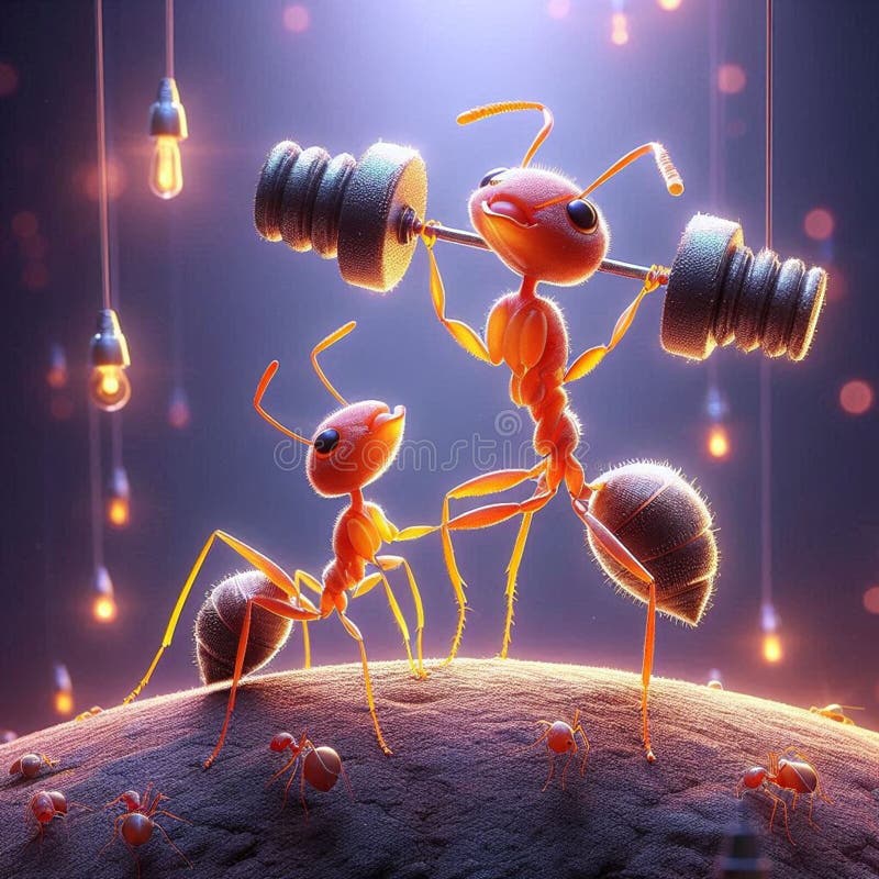 A Group of Ants Lifting Weights Stock Image - Image of delightfully ...