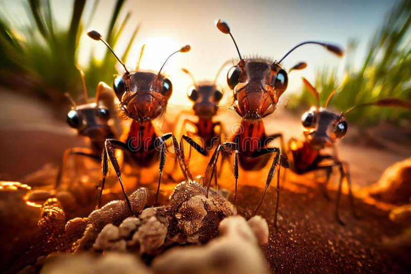 A Group of Ants Looking Directly at the Camera in Nature. AI Generated ...