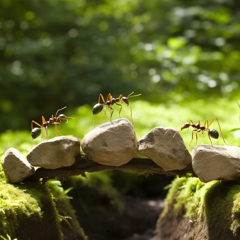 Group of Ants in a Park. Teamwork of Animals Stock Illustration ...