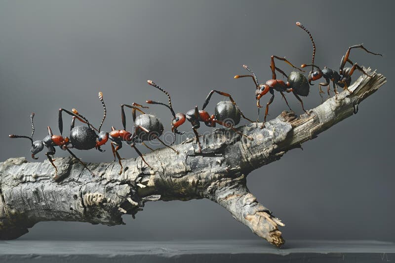 A Group of Ants is Standing on the Log of a Tree Stock Illustration ...