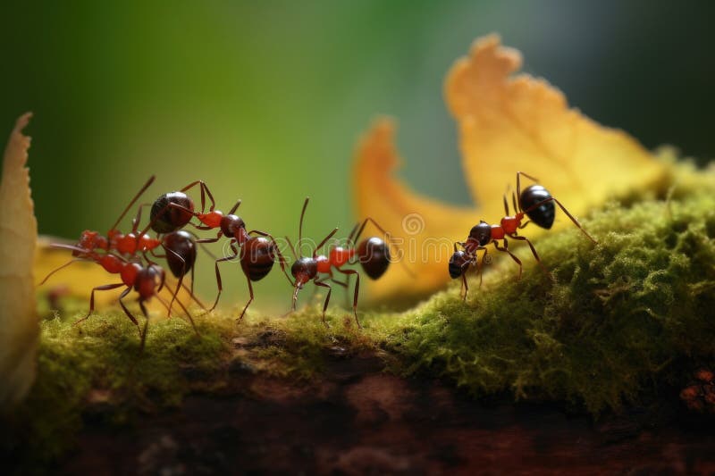 A Group of Ants Working Together To Carry Food Stock Illustration ...