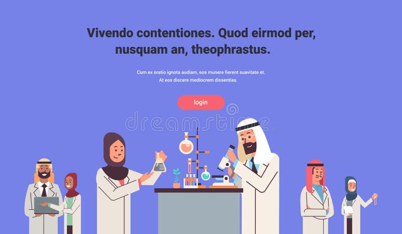 Group Arabic Scientists Working With Microscope Laboratory Doing ...