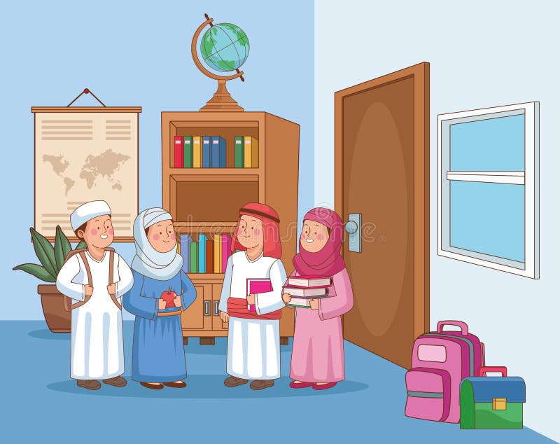 Group arabic students stock vector. Illustration of school - 213555069