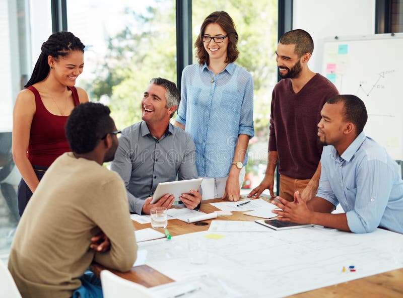 Group, Architect and Discussion for Blueprint, Tablet and Teamwork for ...