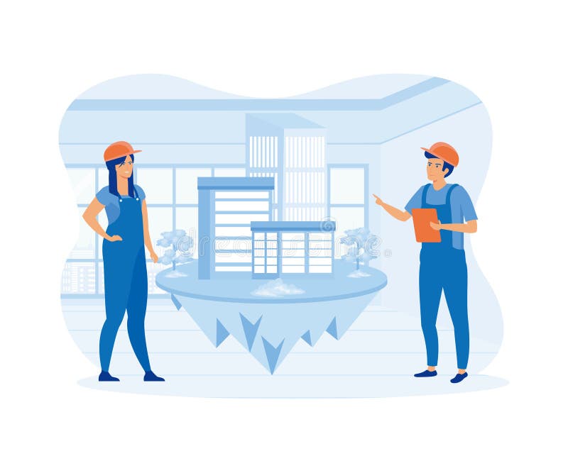 Group Architects Create and Engineering Project of City. Creative ...