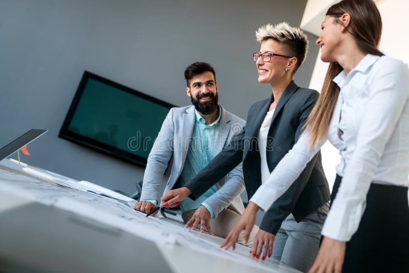 Group of Architects Working on New Project Stock Image - Image of ...