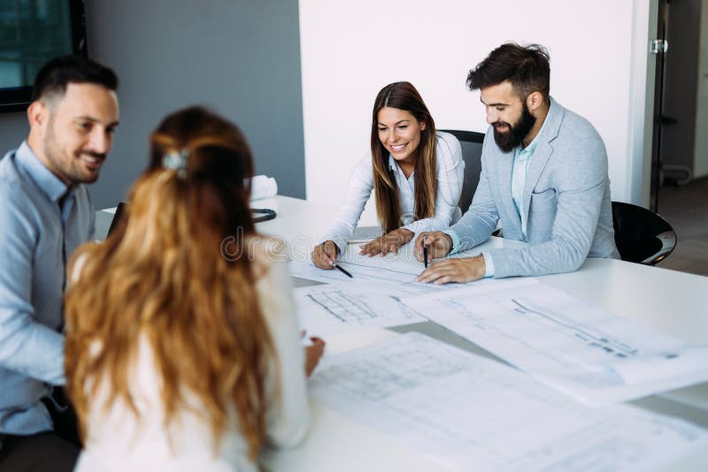 Group of Architects Working on New Project Stock Image - Image of ...